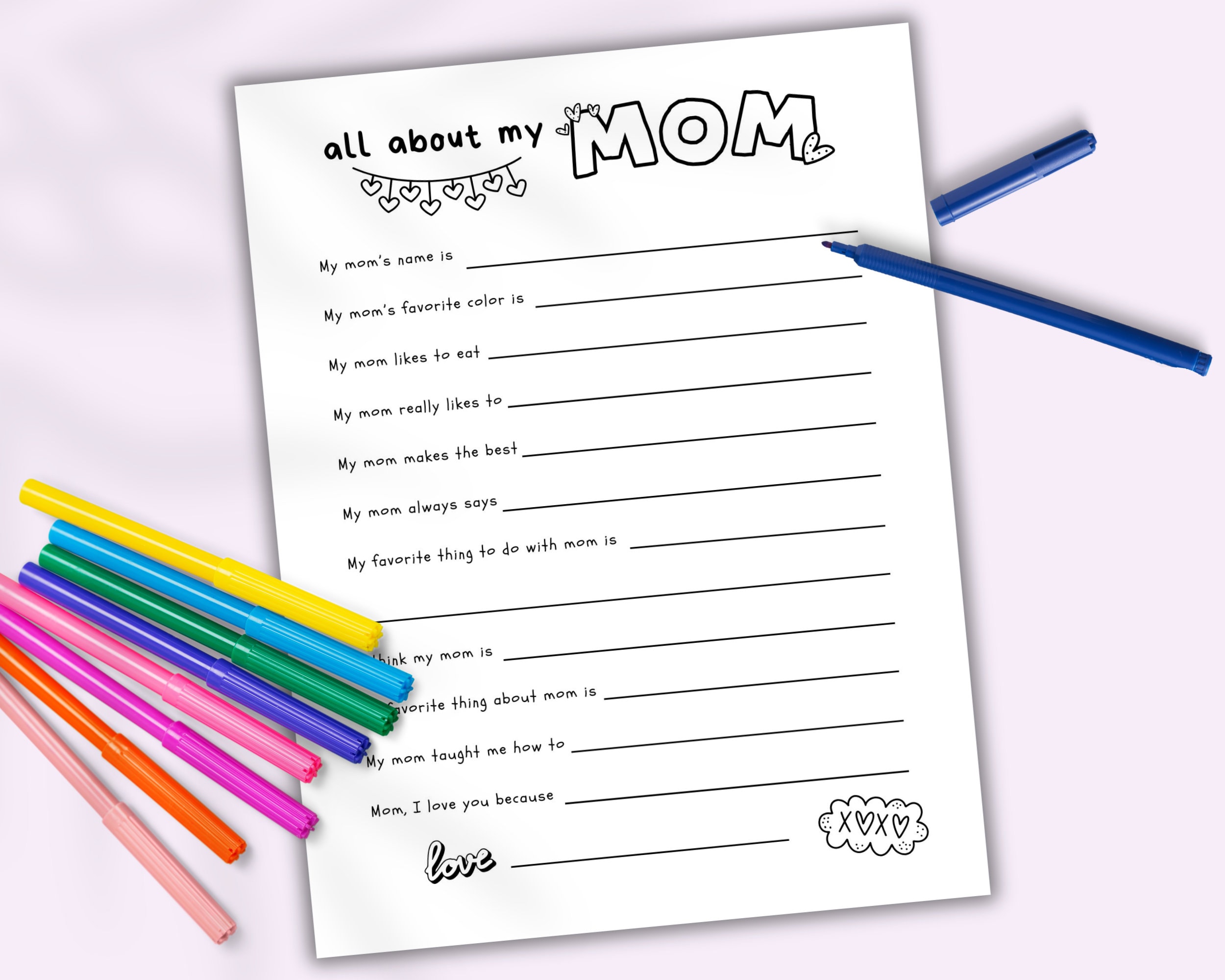 Mother's Day All About Mom Fill in Blanks Printable Craft, Gift for Mom ...