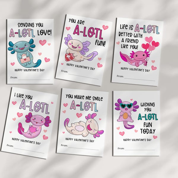 Axolotl Valentines - Etsy