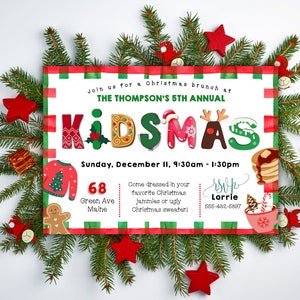 Kids Christmas Party Invitation: Editable Holiday Event Invite (digital ...