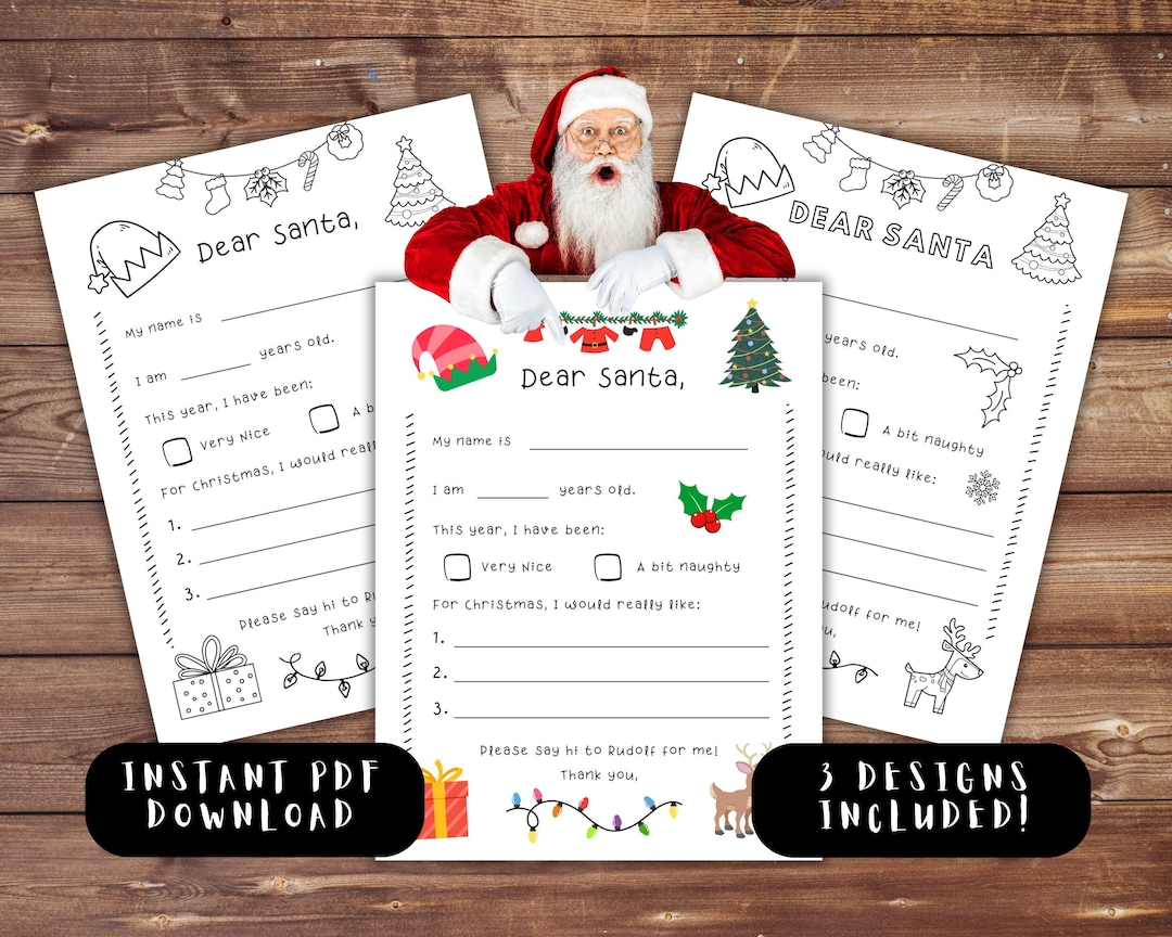 Christmas Letter to Santa for Kids, Dear Santa Letter, Printable Letter ...