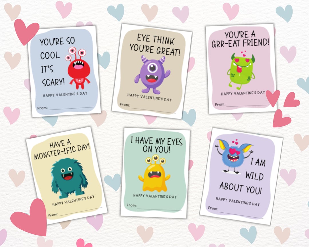 Printable Valentine's Day Cards, Little Monster Valentine's Day Gift ...