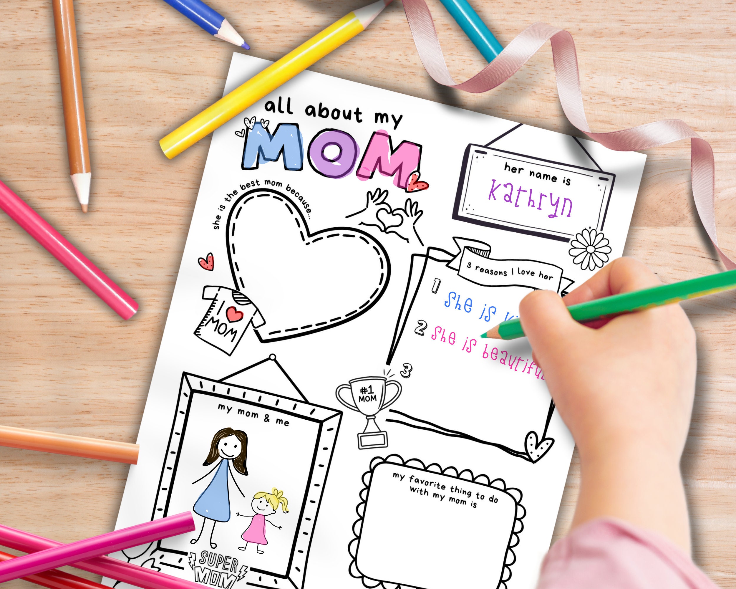 Mother's Day Fill-in-blanks Printable: All About Mom Keepsake (PDF) - Etsy