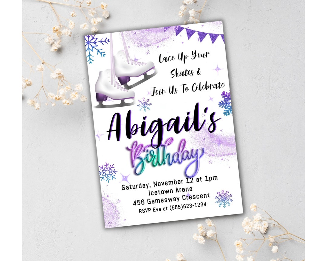 Ice Skating Birthday Party Invitation, Ice Skate Invite, Girl ...