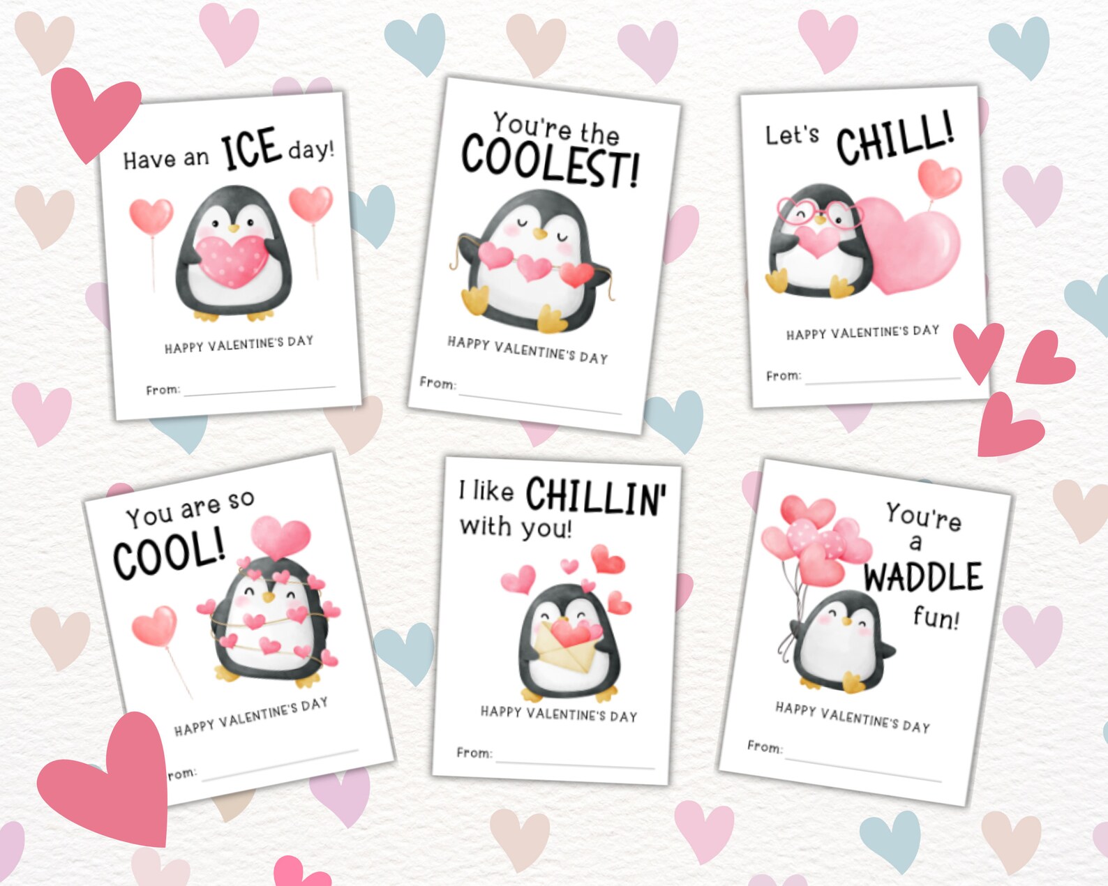 Penguin Valentine's Day Cards for Kids: Printable Classroom Gift Tags ...