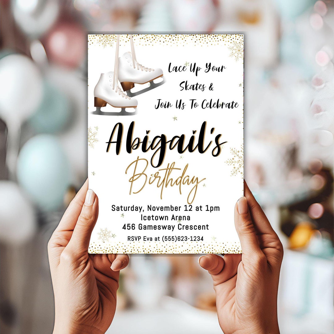 Ice Skating Birthday Party Invitation, Ice Skate Invite, Girl ...