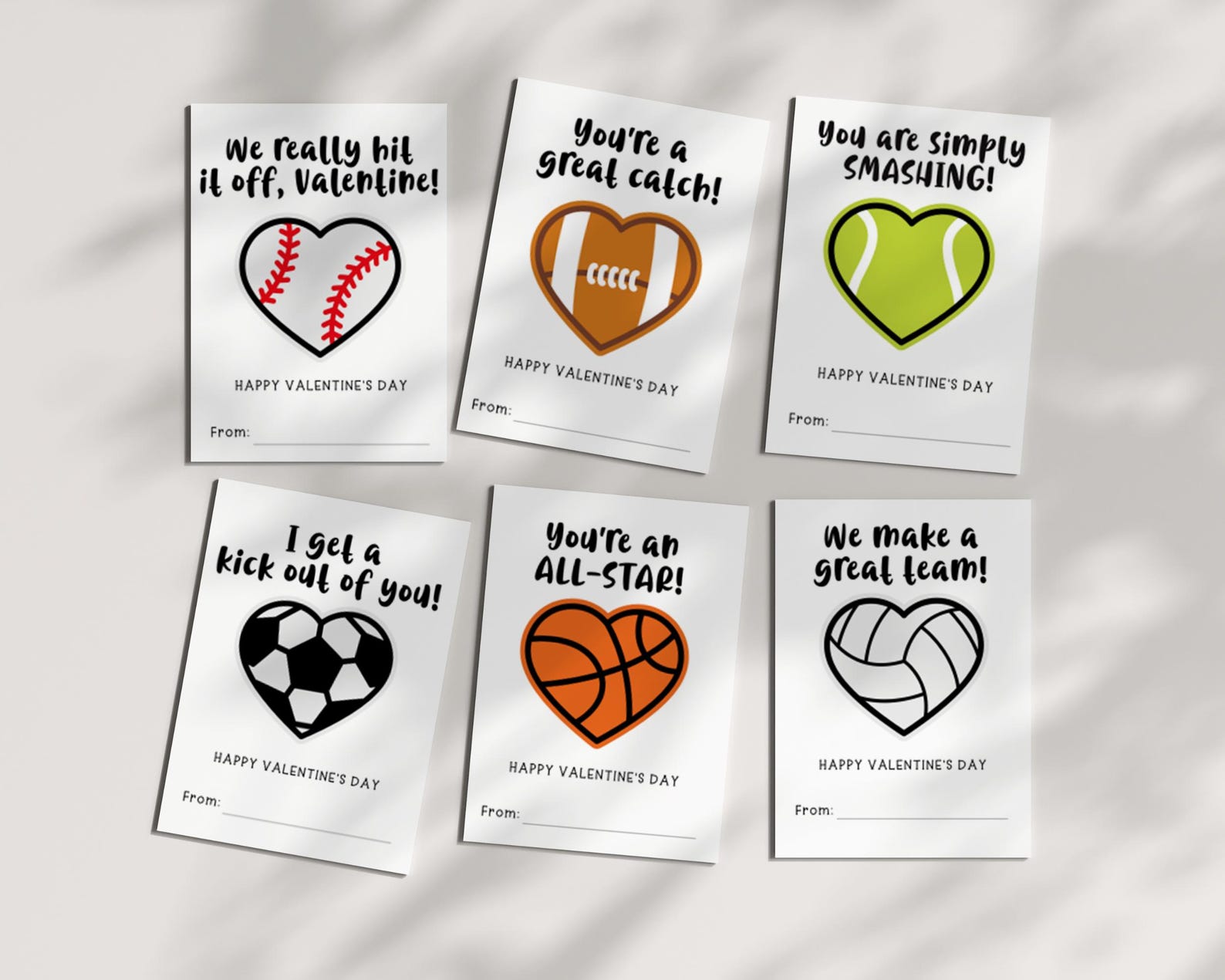 Sports Valentine's Day Cards for Kids: Classroom Gift Tags (PDF) - Etsy