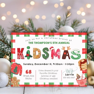 Kids Christmas Party Invitation: Editable Holiday Event Invite (digital ...