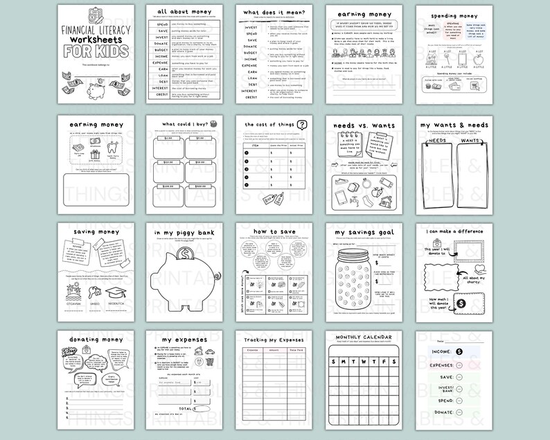 Financial Literacy Workbook: Money Activities for Kids (PDF) - Etsy