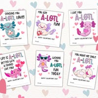 Printable Axolotl Valentine Cards for Kids (digital Download) - Etsy