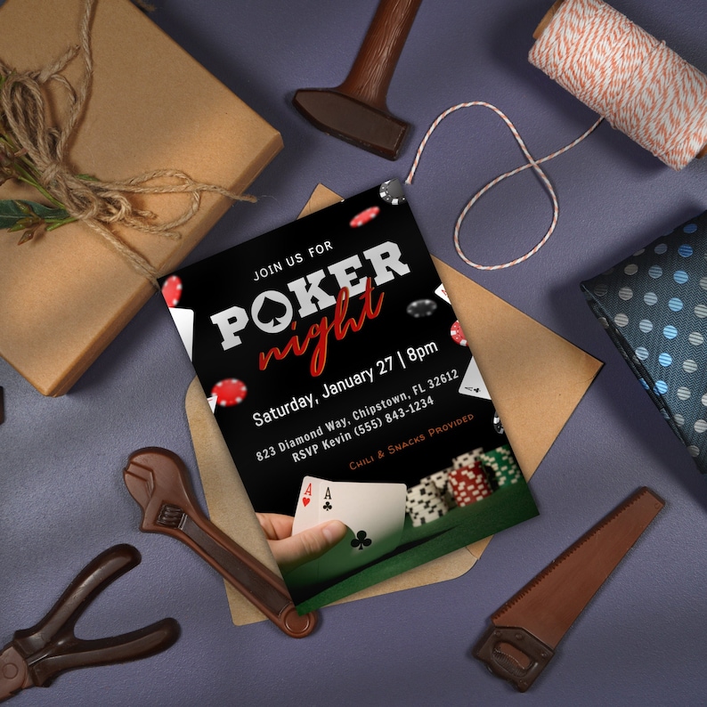 Poker Night Invitation Editable Poker Game Night Invitation Poker Party ...