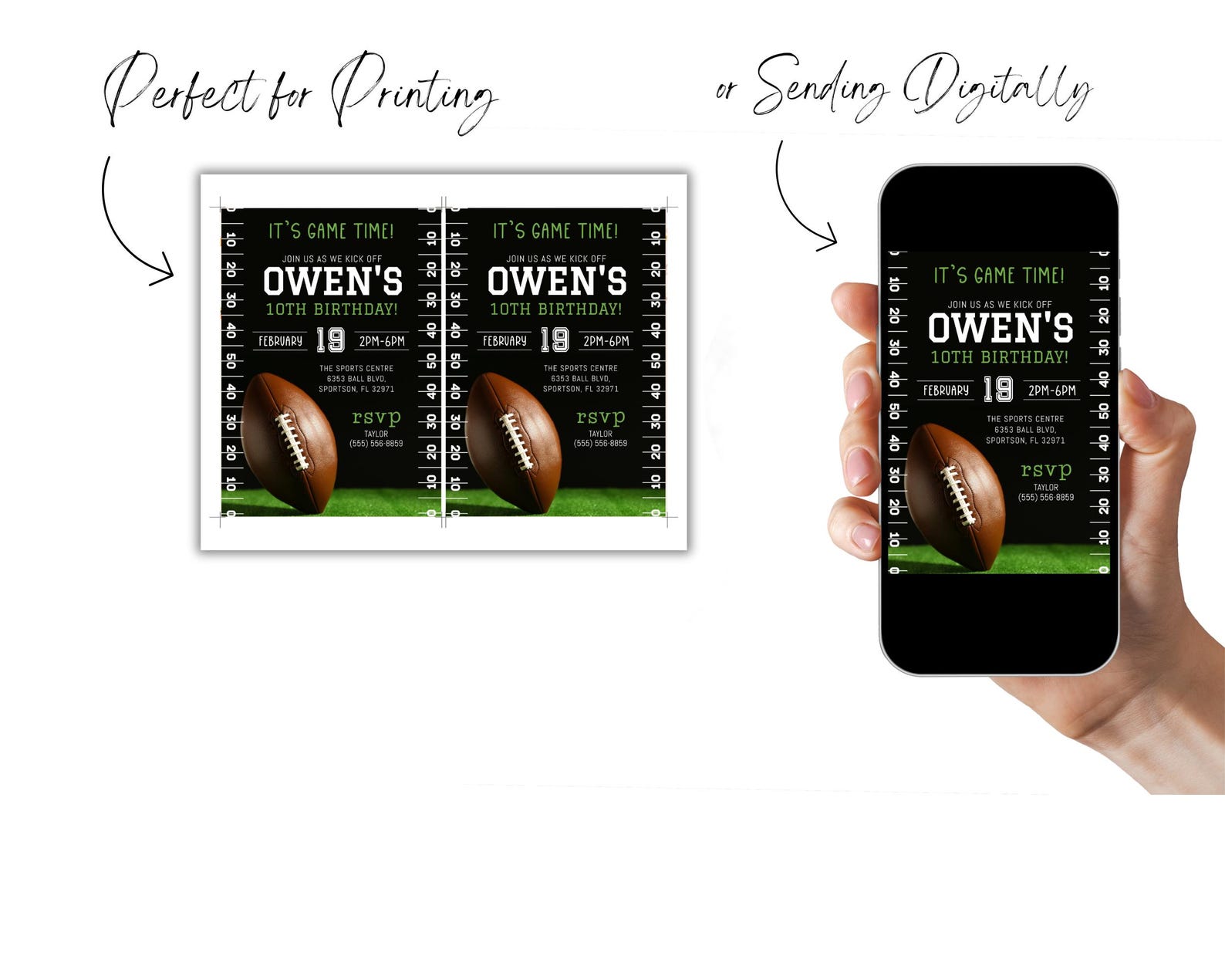 Football Birthday Party Invitation: Game Time Invite (digital Download ...