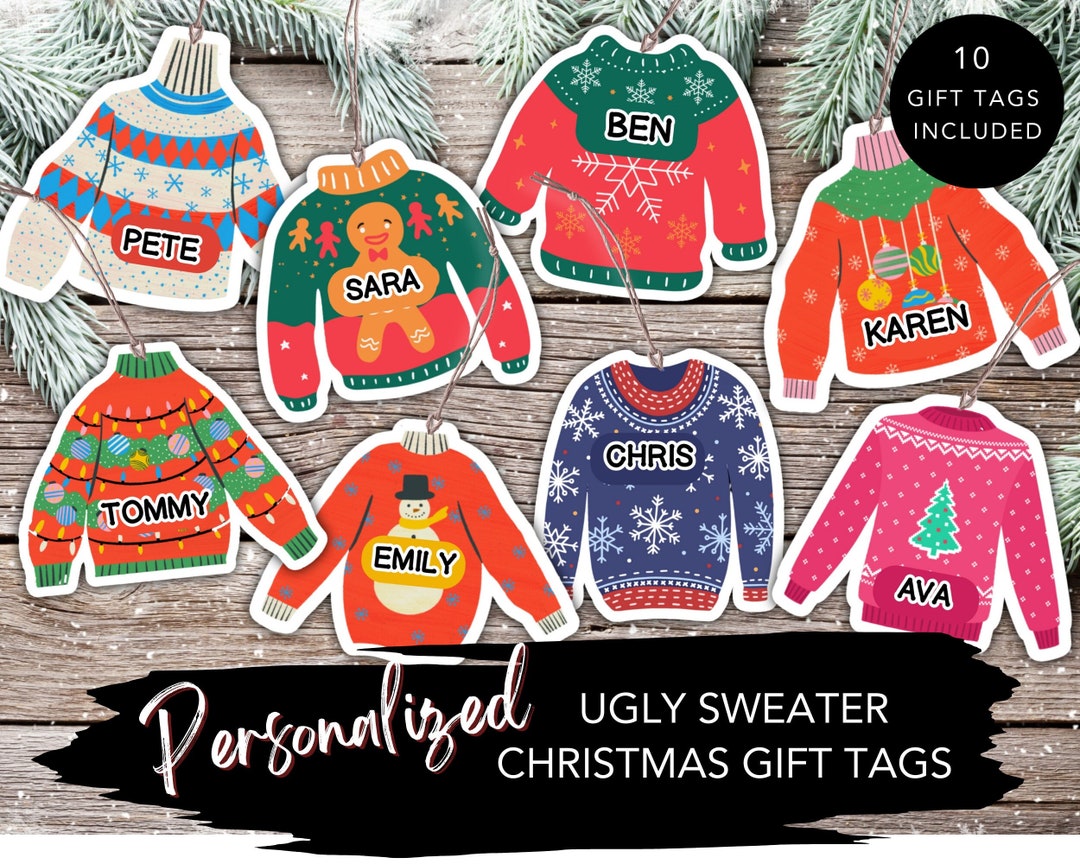Ugly Christmas Sweater Gift Tags, Printable Gift Tags, Digital ...