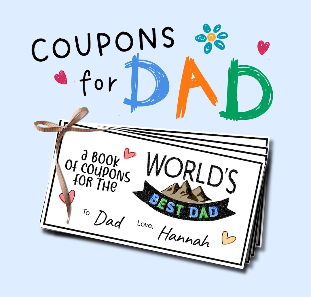 Coupons for Dad, Gift for Dad From Kids, Printable Editable Coupons ...