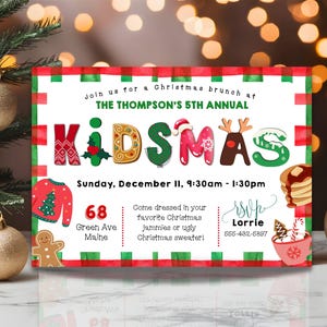 Kids Christmas Party Invitation: Editable Holiday Event Invite (digital ...