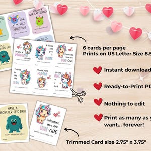 BUNDLE Printable Valentine's Day Cards, Set of 72 Valentine's Day Gift ...