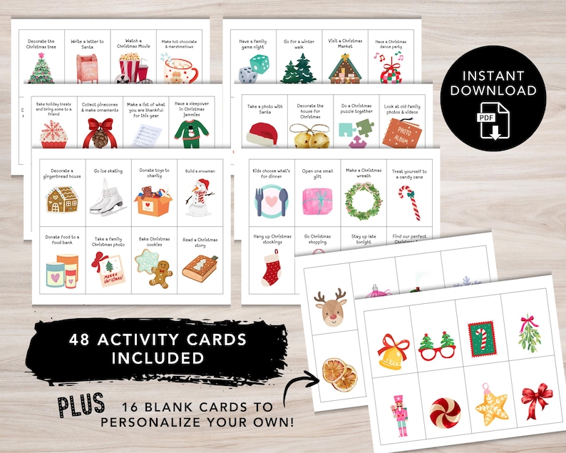 64 Christmas Advent Activity Cards | Advent Ideas + Blank Prompts ...