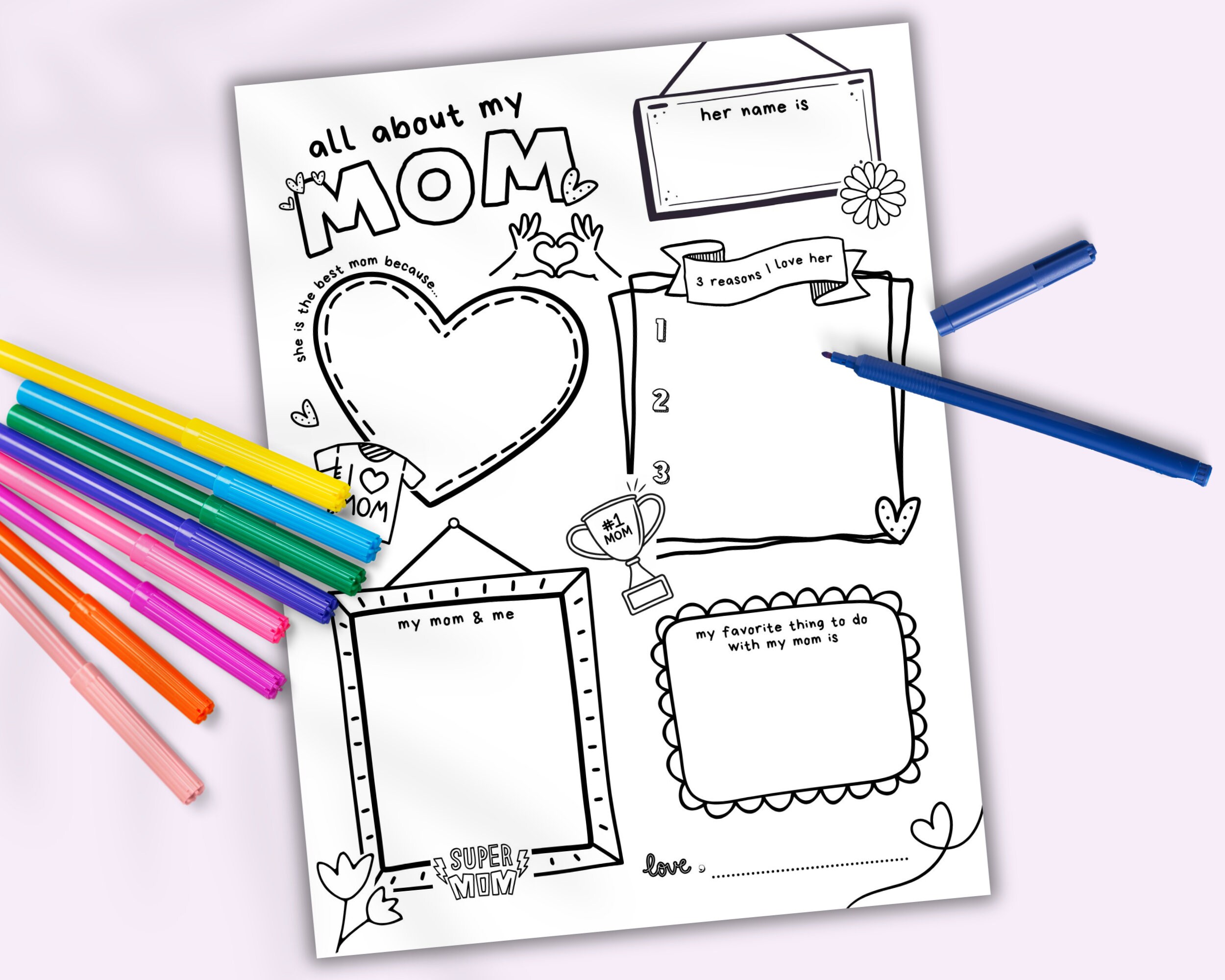 Mother's Day Fill-in-blanks Printable: All About Mom Keepsake (PDF) - Etsy