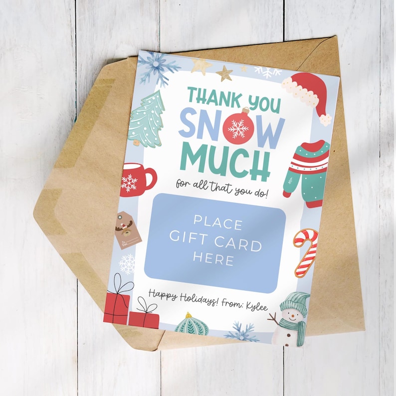 Thank You Snow Much Christmas Gift Card Holder, Holiday Card for ...