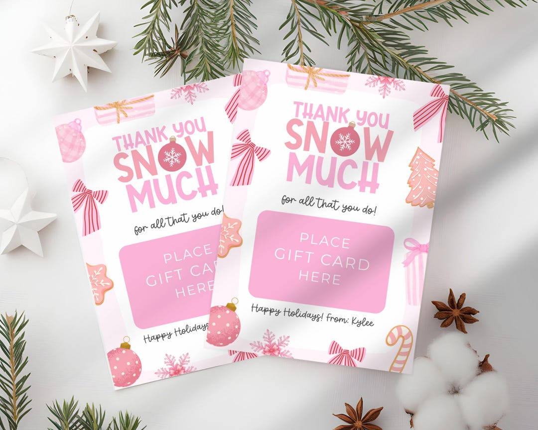 Thank You Snow Much Christmas Gift Card Holder, Pink Holiday Card ...