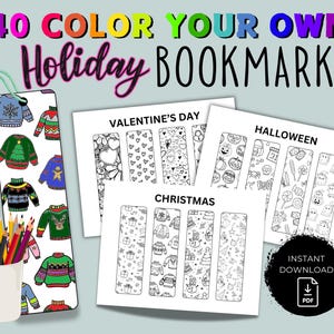 Printable Coloring Bookmarks, Holiday Themed Bookmark Coloring Pages ...