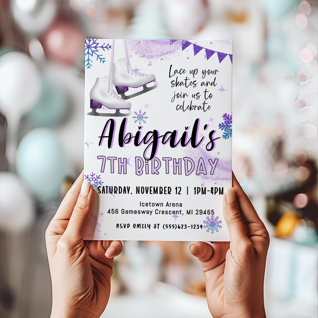 Ice Skating Birthday Party Invitation, Ice Skate Invite, Girl ...
