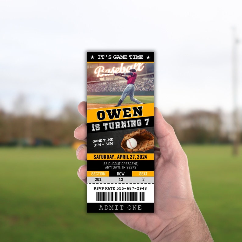 Baseball Ticket Birthday Invitation, Baseball Ticket Invite Template ...