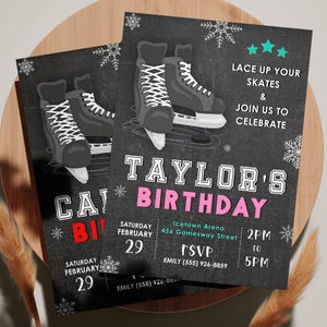 Hockey Birthday Party Invitation: Ice Skating Rink, DIY Template ...