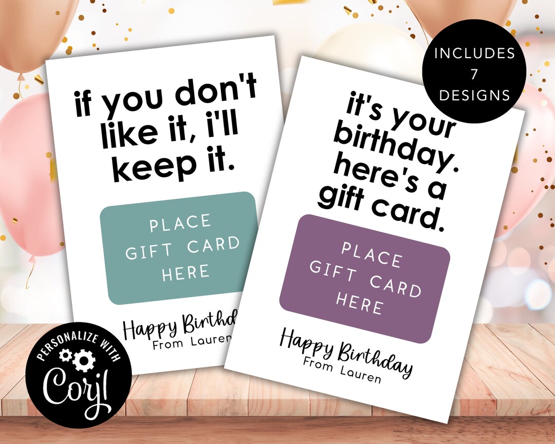 Funny Sarcastic Gift Card Holder: 7 Printable Designs (digital Download ...