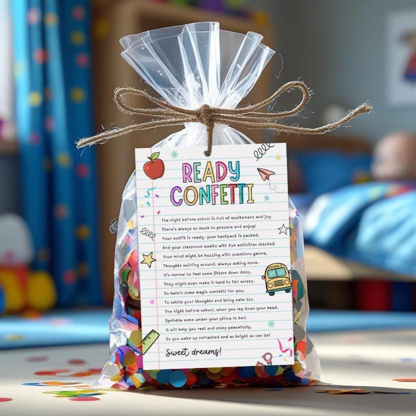 Ready Confetti Printable Tag: First Day of School Jitter Calming Gift ...