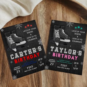 Hockey Birthday Party Invitation: Ice Skating Rink, DIY Template ...