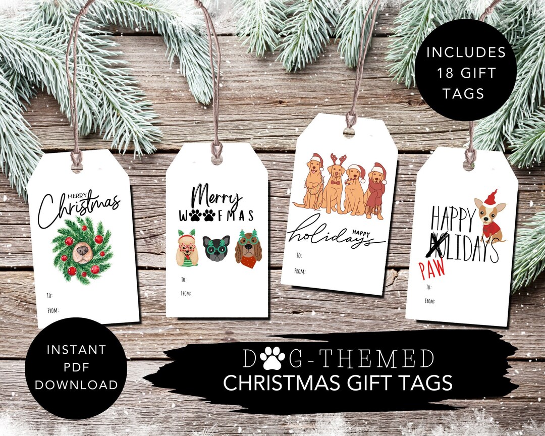 Printable Christmas Dog Gift Tags Digital Christmas Gift - Etsy