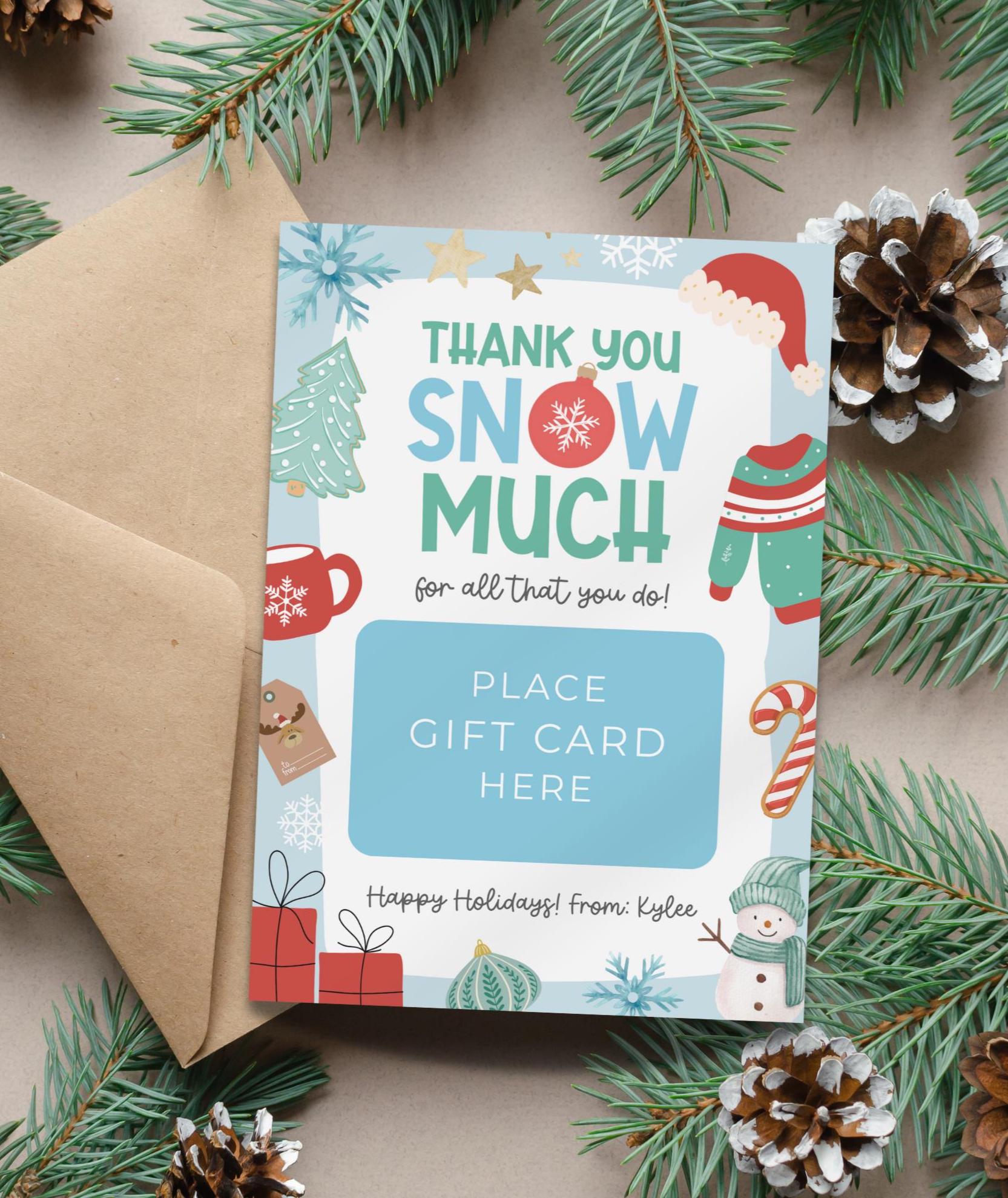 Thank You Snow Much Christmas Gift Card Holder, Holiday Card for ...