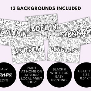 Custom Name Coloring Pages: 13 Kids Activity Sheets (digital Download ...