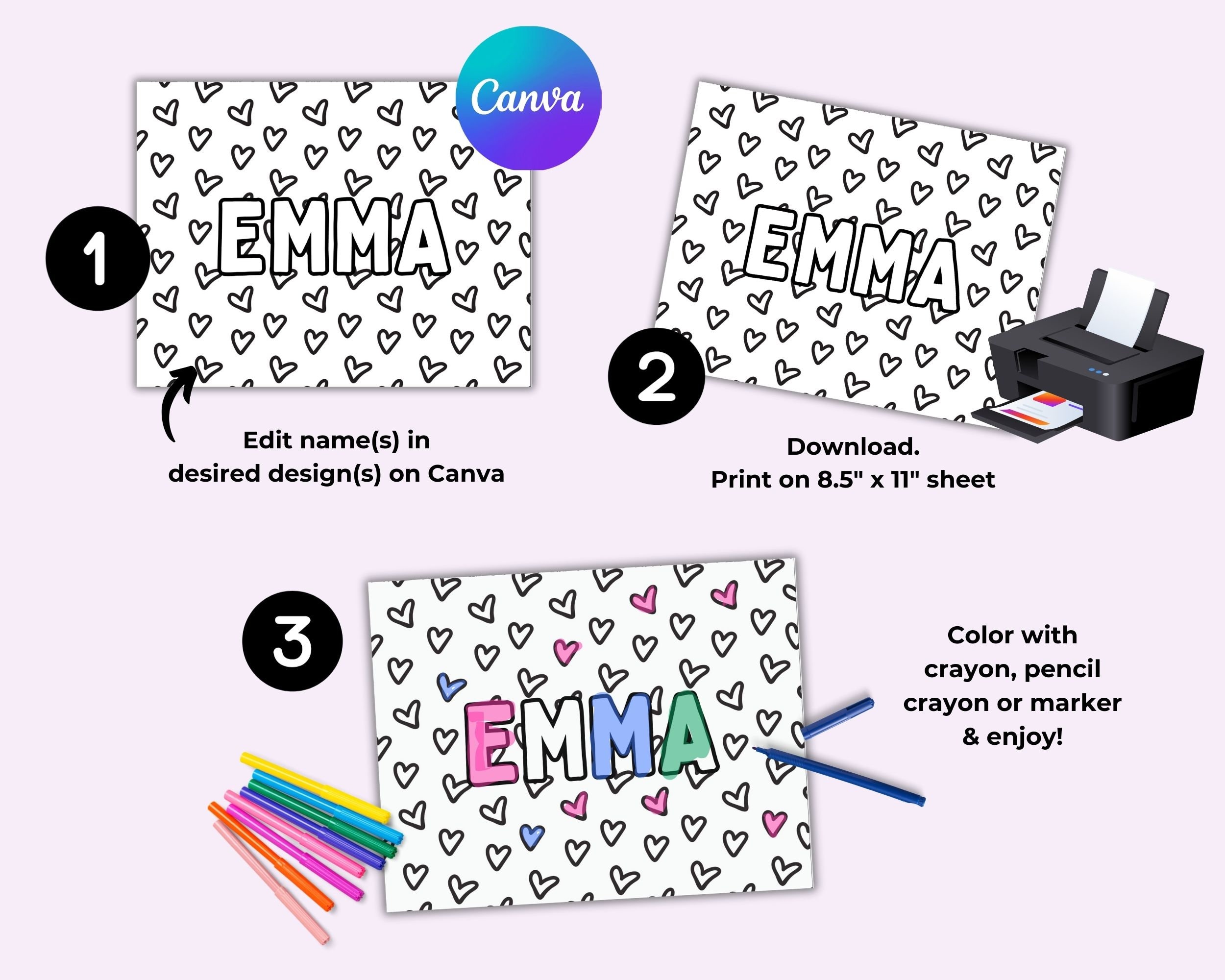 Custom Name Coloring Pages: 13 Kids Activity Sheets (digital Download ...