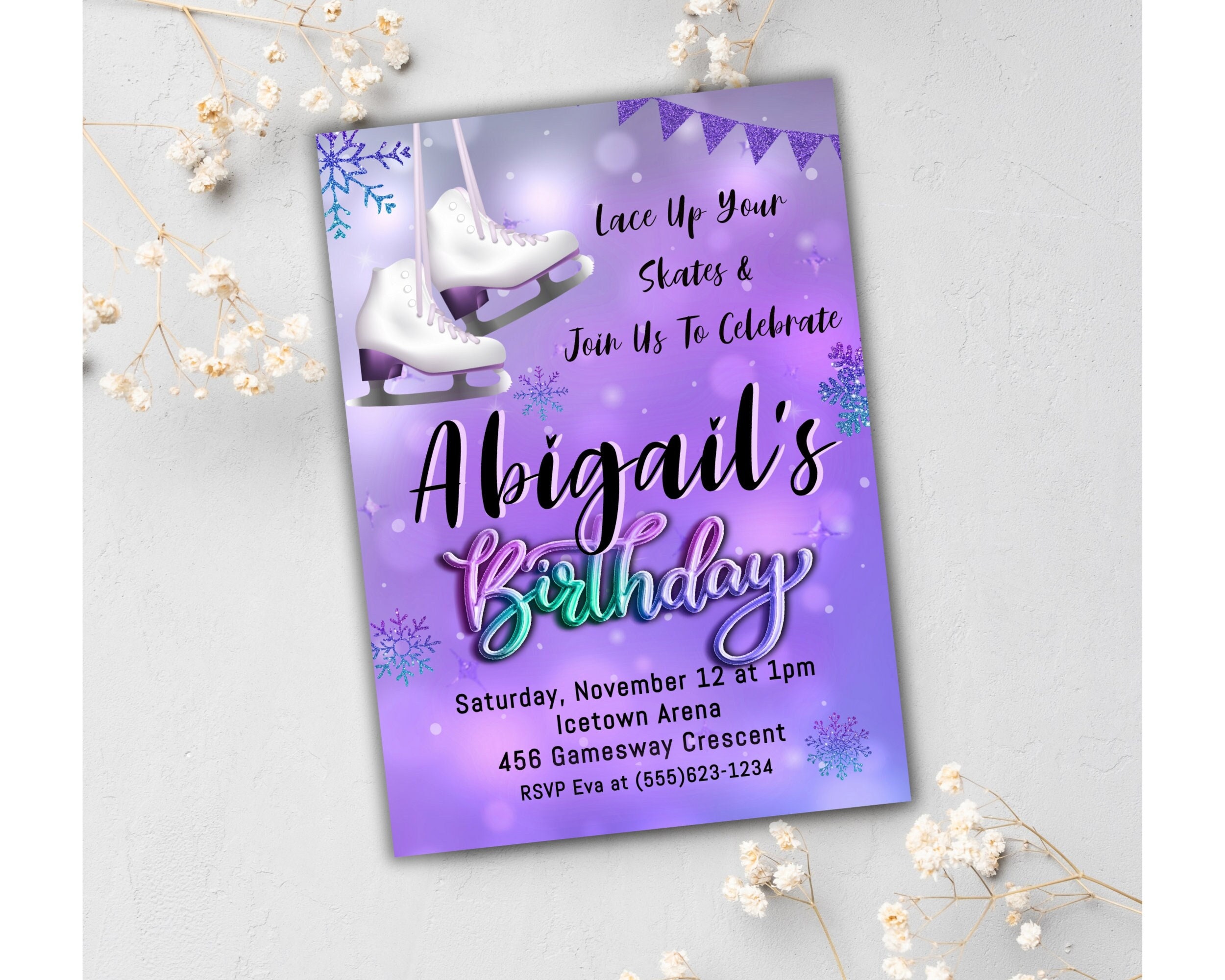 Ice Skating Birthday Party Invitation, Ice Skate Invite, Girl ...