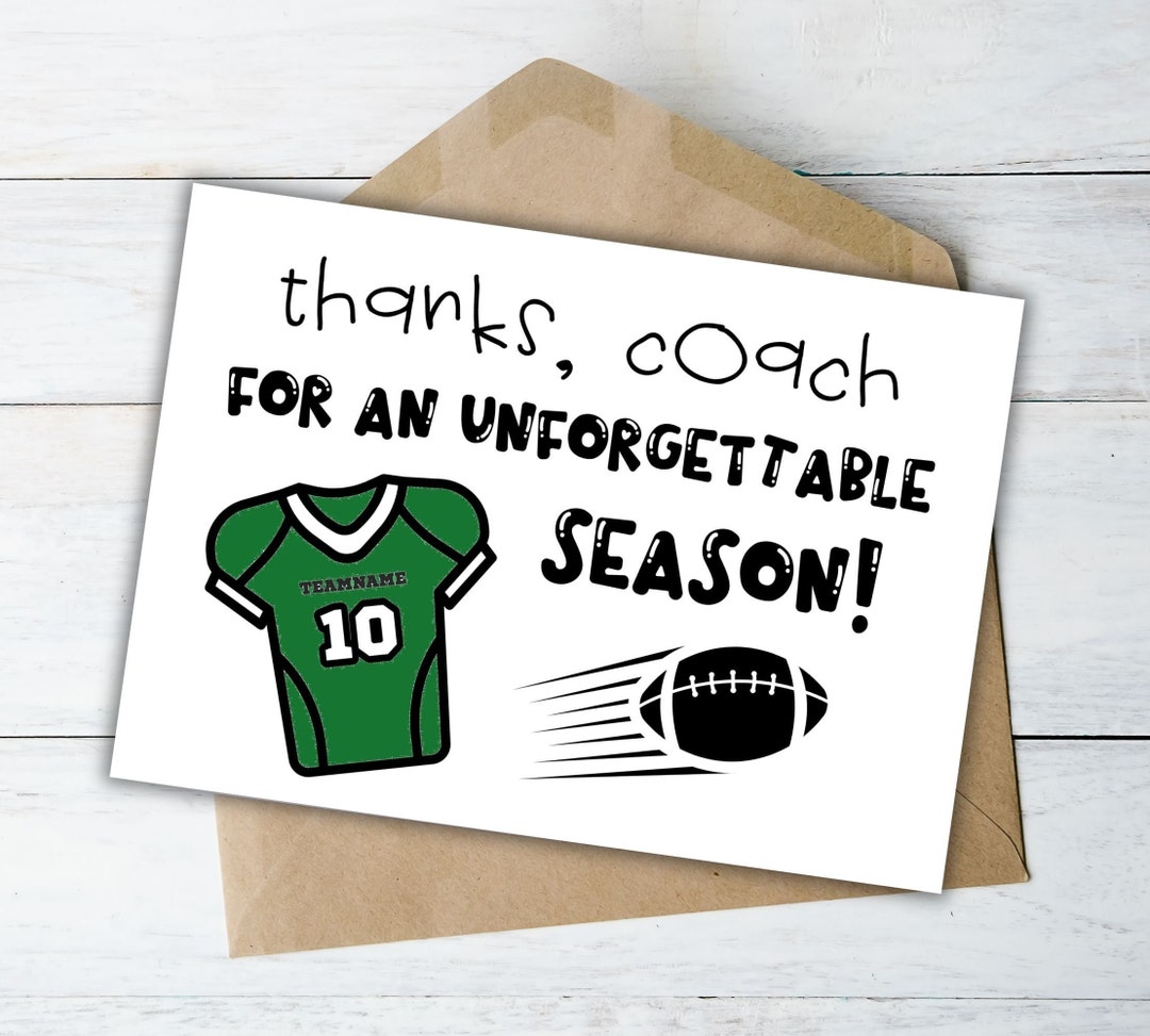 Editable Football Coach Thank You Card,end of Season Thank You,football ...