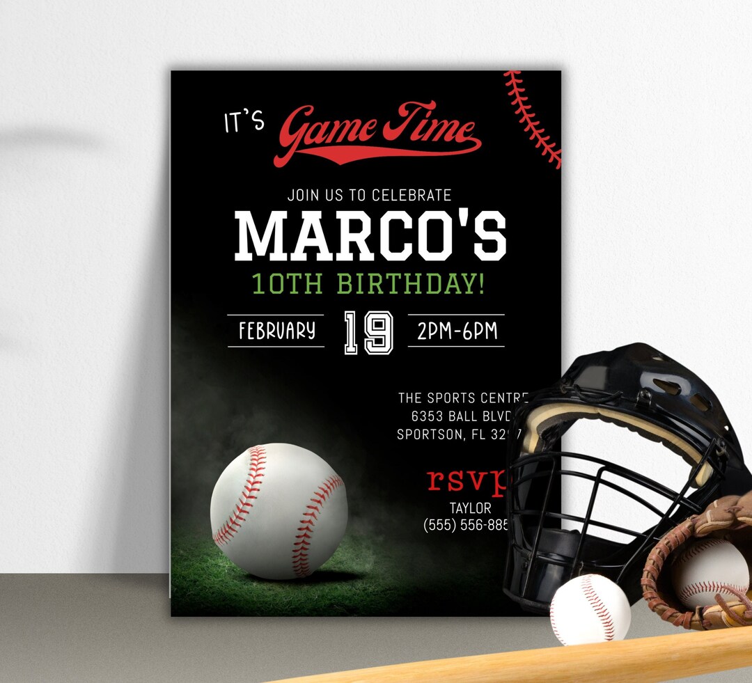 Baseball Birthday Party Invitation, Kid Baseball Invite, Boy Sports ...