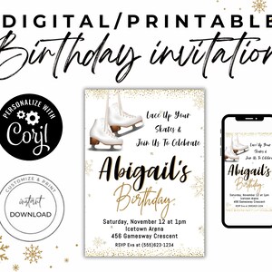 Ice Skating Birthday Party Invitation, Ice Skate Invite, Girl ...