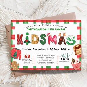 Kids Christmas Party Invitation: Editable Holiday Event Invite (digital ...