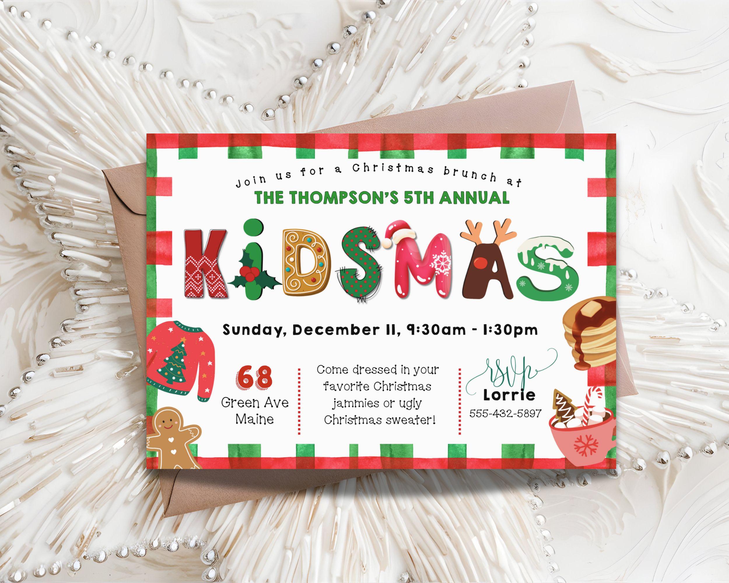 Kids Christmas Party Invitation: Editable Holiday Event Invite (digital ...