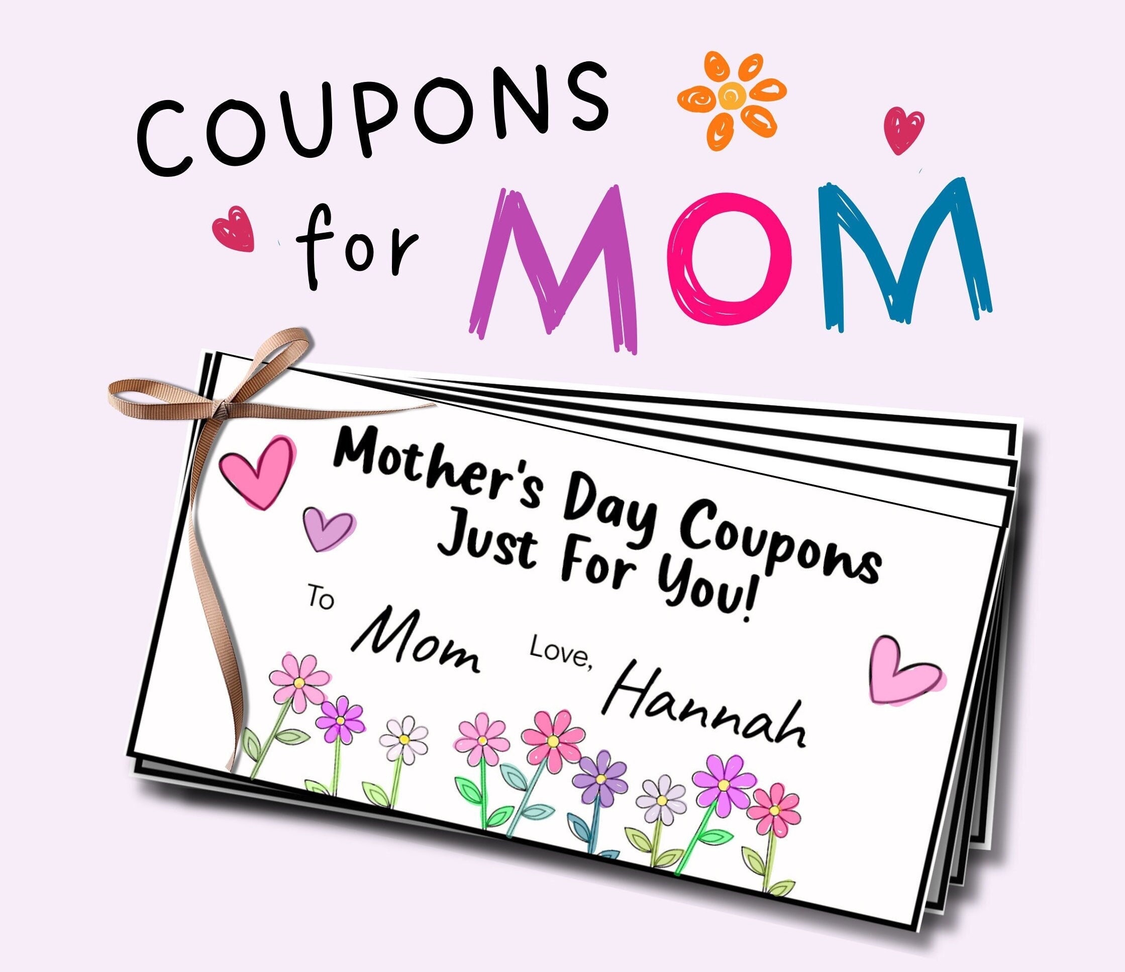 Mother's Day Coupon Book: Personalized Coloring Coupons (printable ...