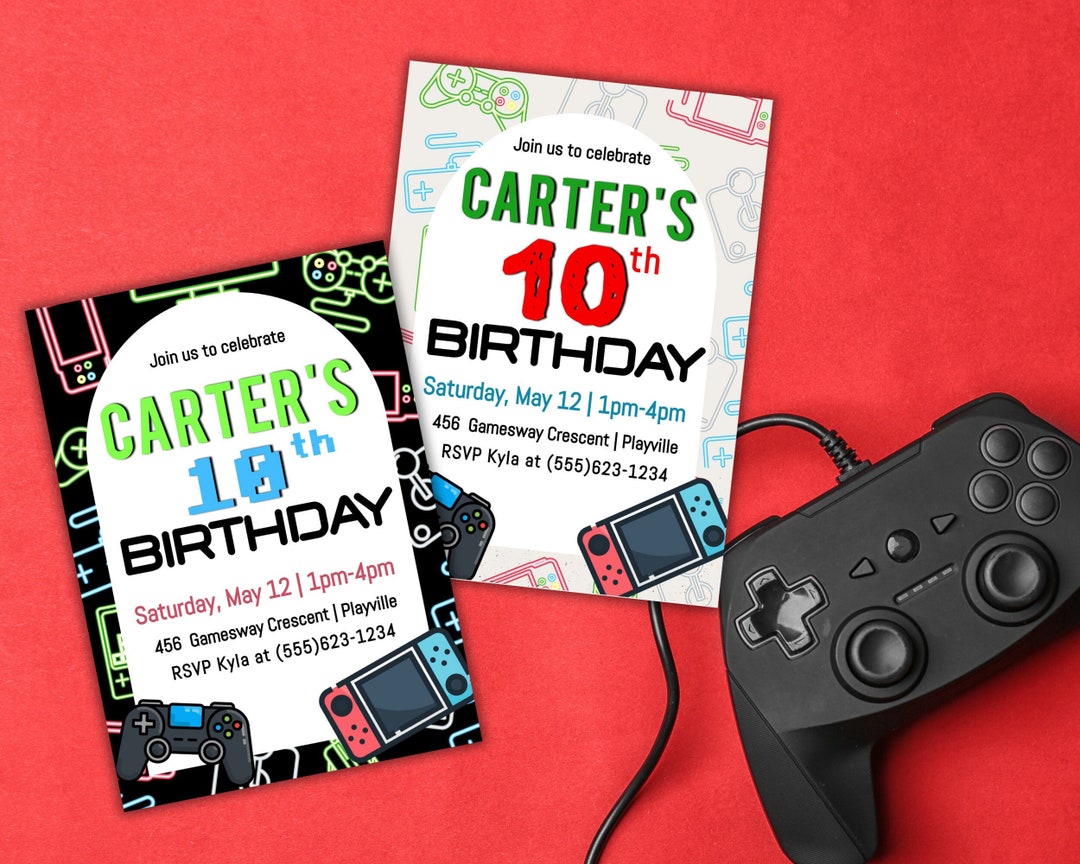 Editable Video Game Birthday Invitation, Video Game Invitation, Gamer ...