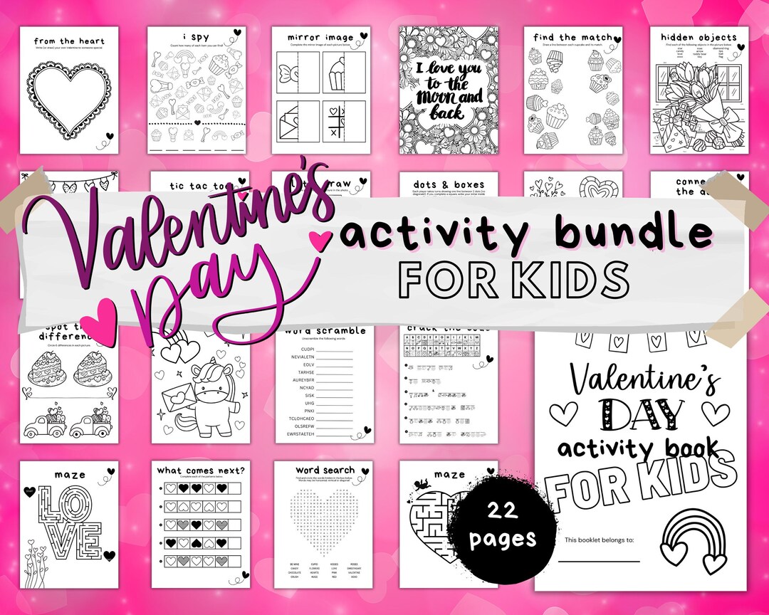 Valentine's Day Bundle for Kids, Activity Pack, Valentine Printable ...
