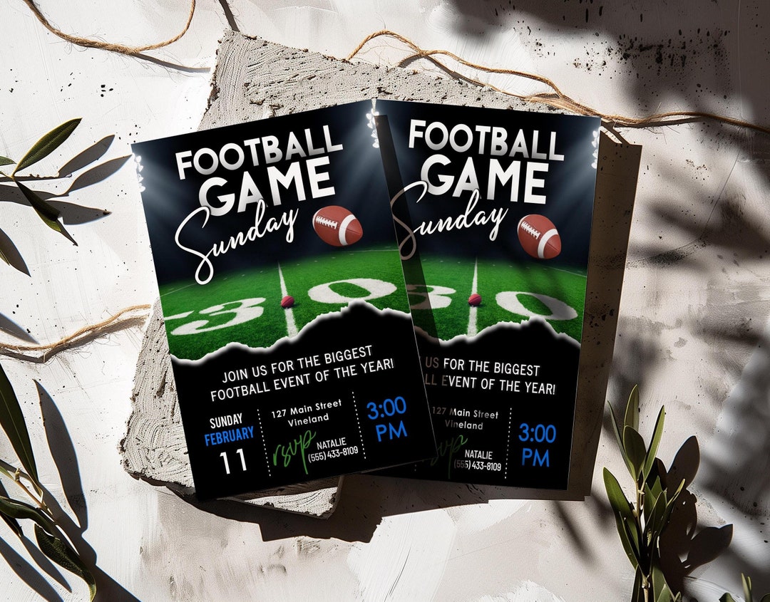 Football Game Sunday Invitation: Editable Template (digital Download ...