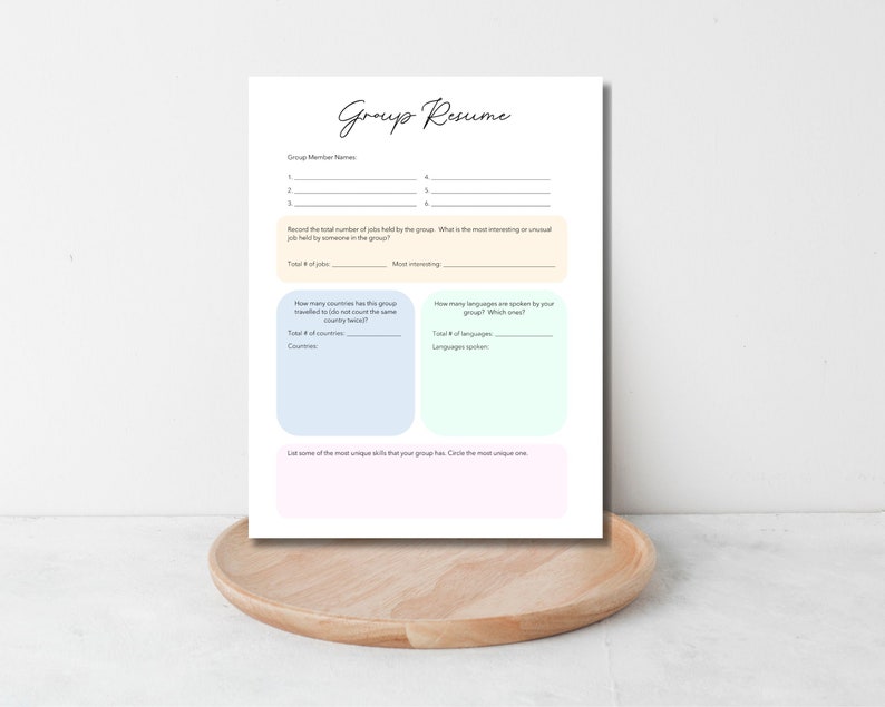 Group Resume Icebreaker, Team Building Activity Game, Group Icebreaker ...