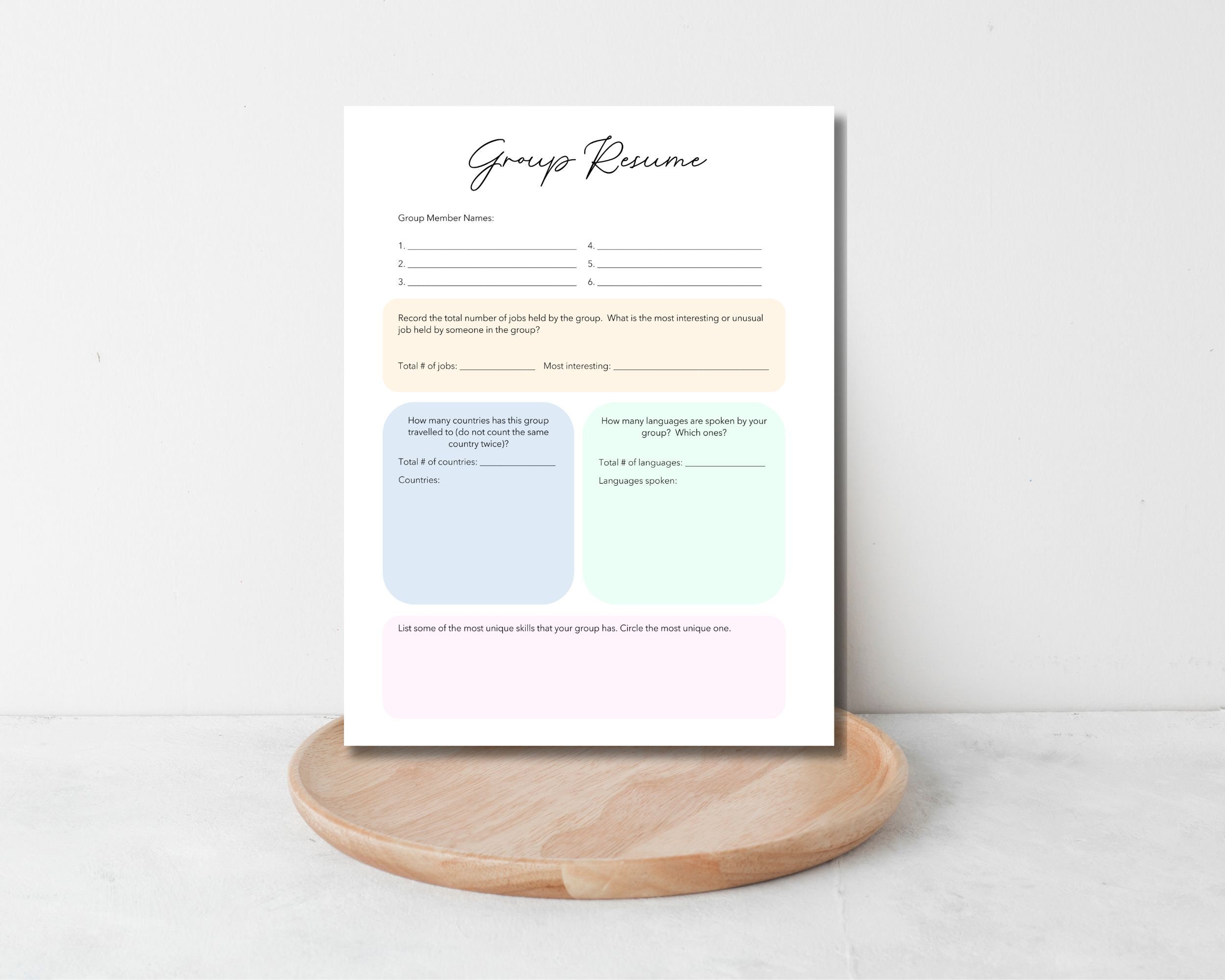 Group Resume Icebreaker, Team Building Activity Game, Group Icebreaker ...