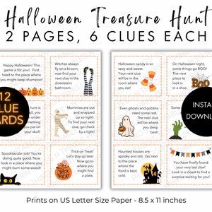 Halloween Treasure Hunt Clue Cards: Kids' Printable Scavenger Hunt (PDF ...