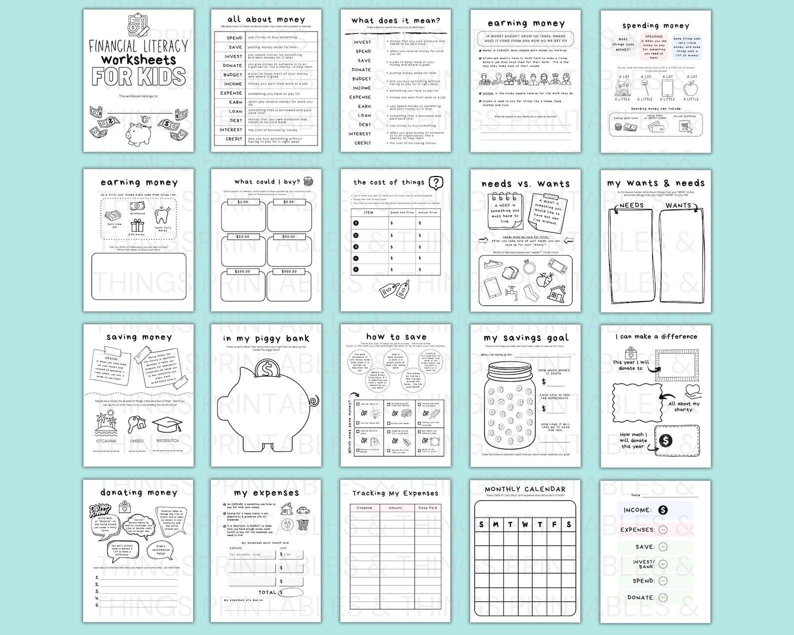 Financial Literacy Workbook: Money Activities for Kids (PDF) - Etsy