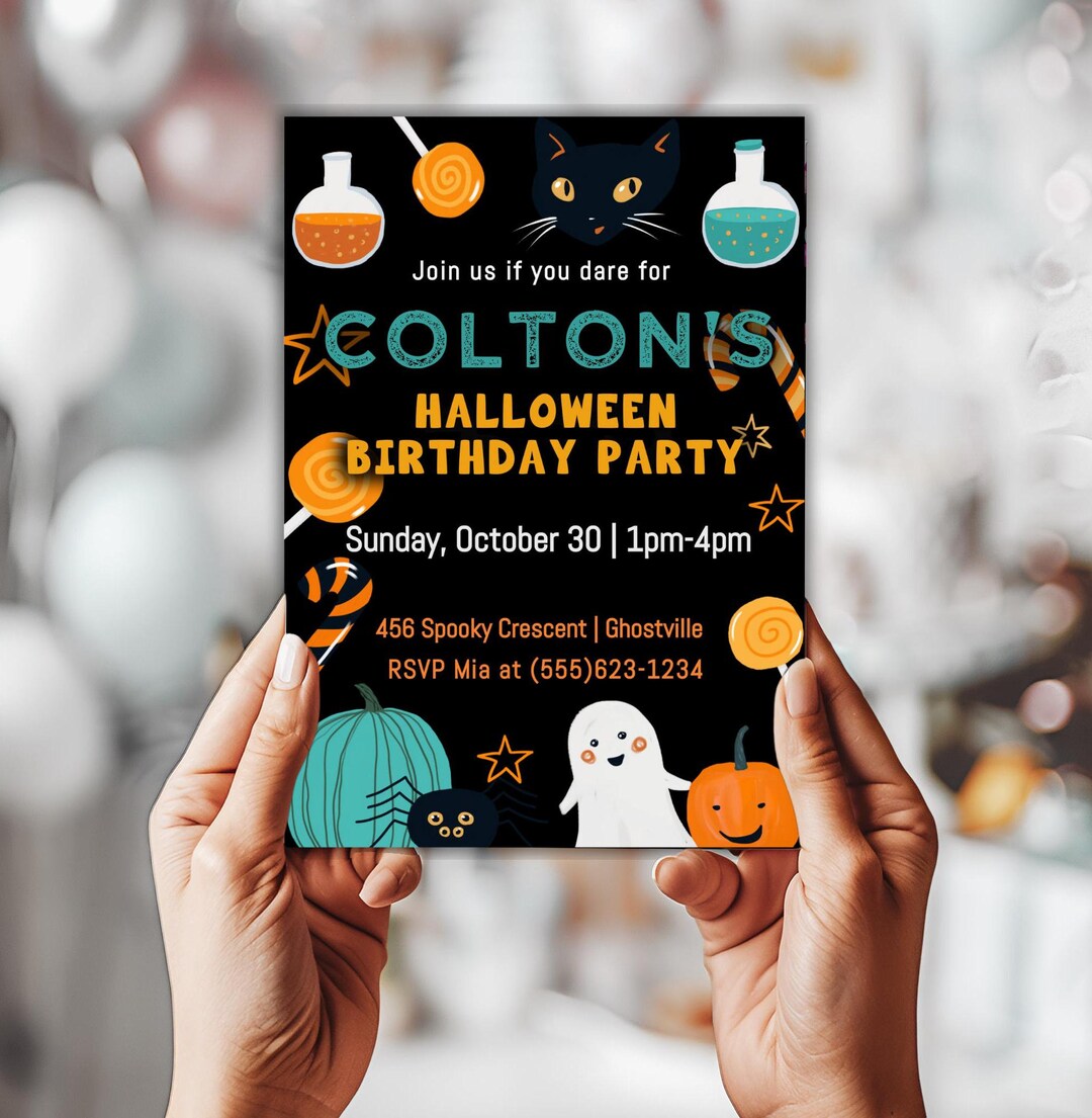 Halloween Birthday Party Invitation, Halloween Bday Invite, Printable ...