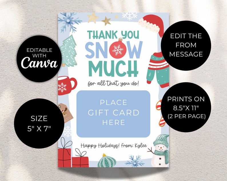Thank You Snow Much Christmas Gift Card Holder, Holiday Card for ...